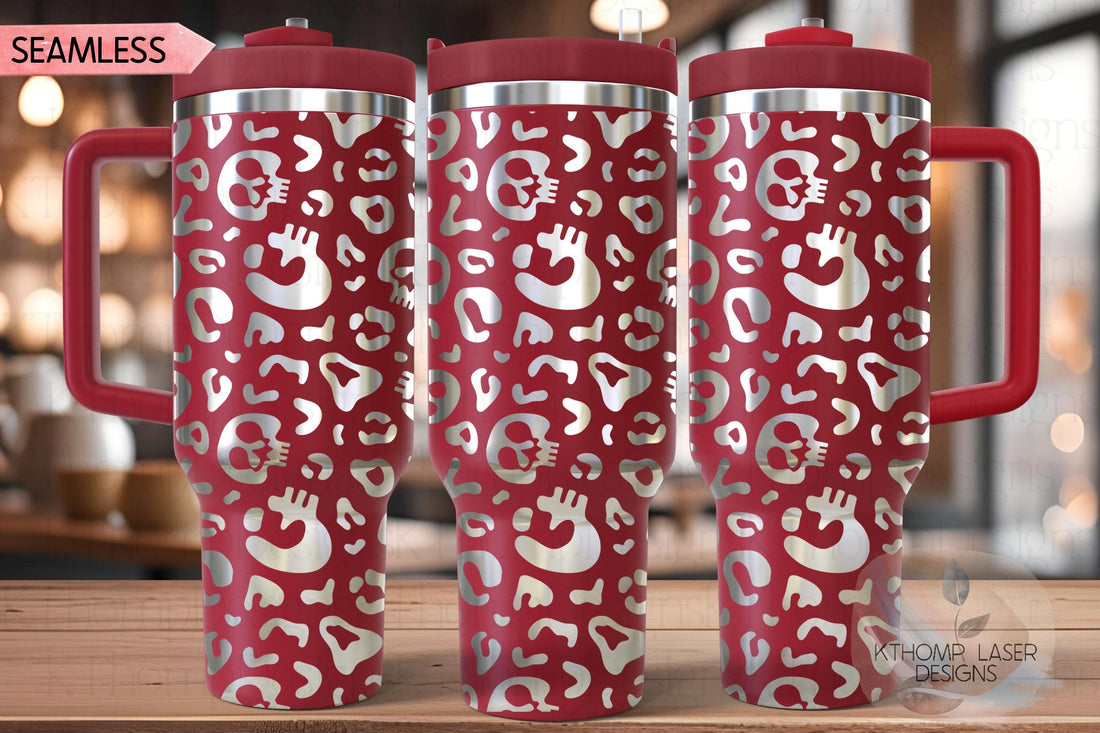 Leopard Skulls Cheetah Skulls Pattern Tumbler Wrap SVG | 40oz Laser En