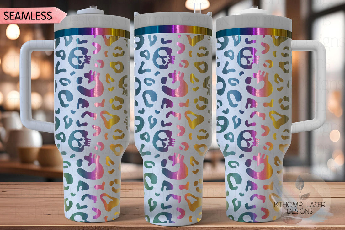 Leopard Skulls Cheetah Skulls Pattern Tumbler Wrap SVG | 40oz Laser En